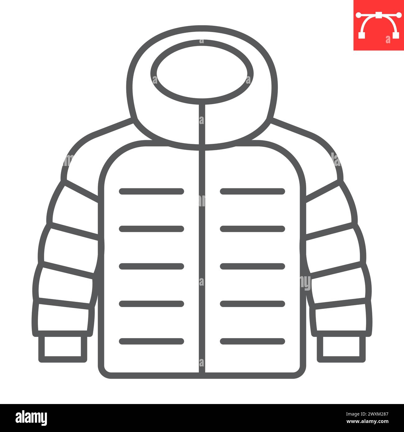 Down jacket line icon, clothes and shopping, winter jacket vector icon ...