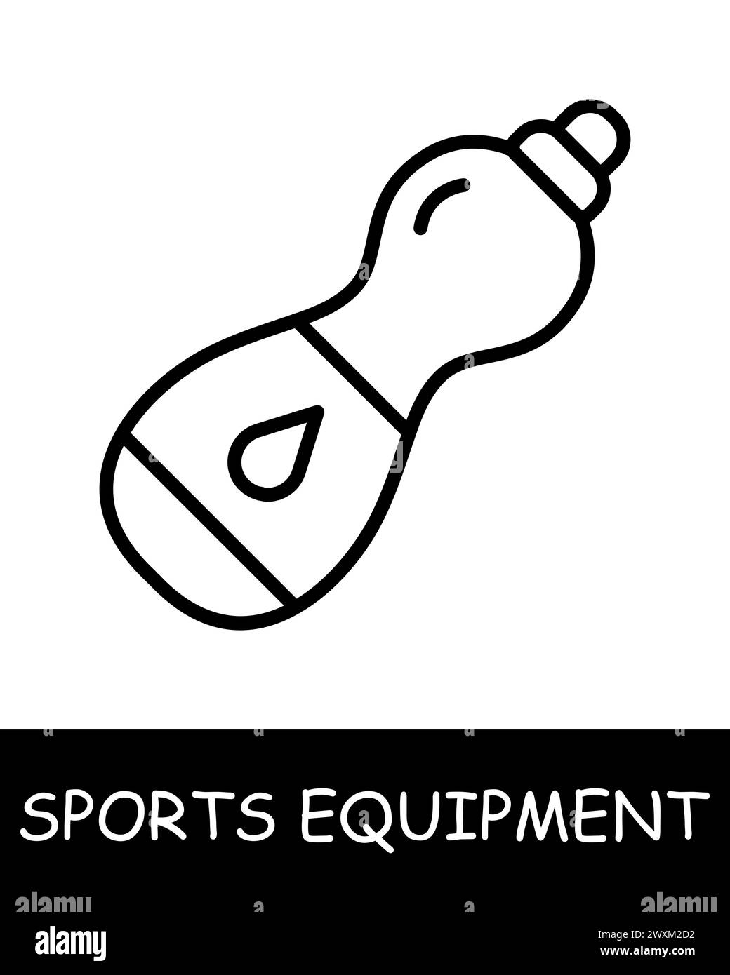 Liquid line icon. Sports equipment, hockey stick, basketball, tennis ...