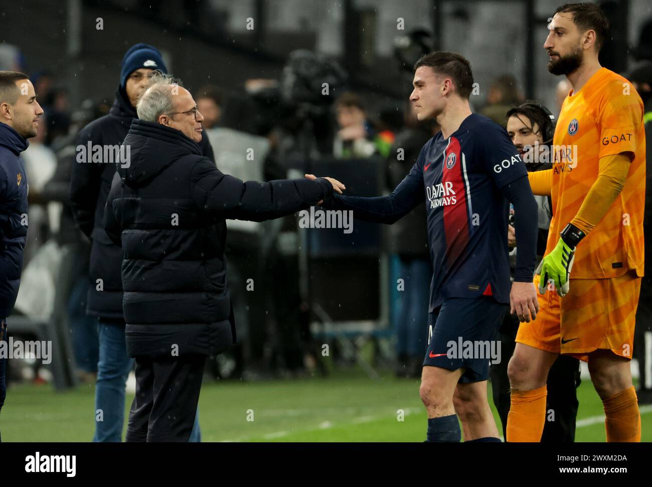 Marseille, France. 31st Mar, 2024. PSG manager Luis Campos salutes ...