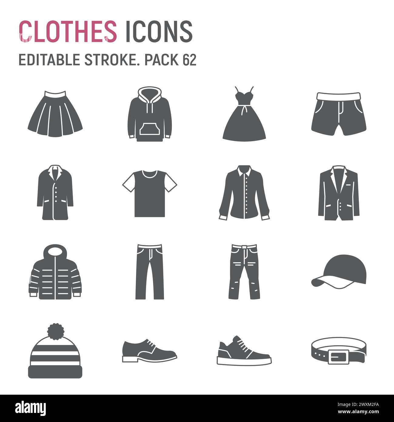 Clothes glyph icon set, garment collection, vector graphics, logo ...
