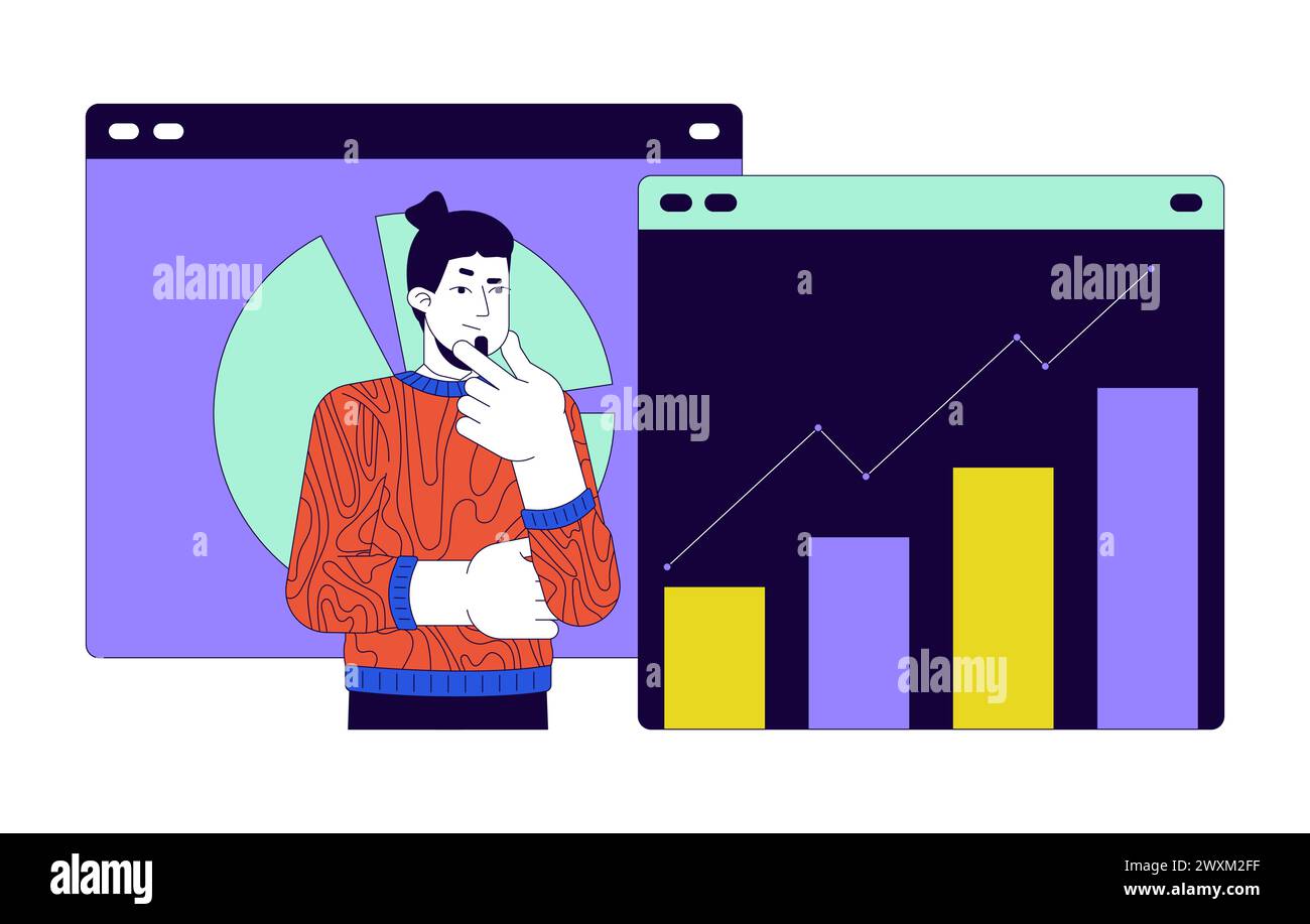 Web Data Analyst 2d Linear Illustration Concept Stock Vector Image