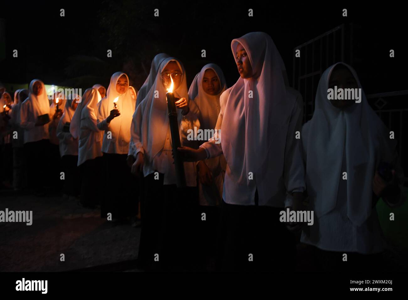 March 31, 2024, Boyolali, Central Java, Indonesia: Students pray and ...