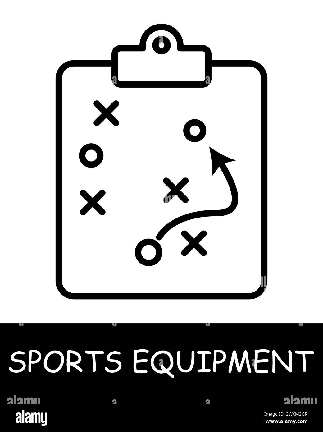 Map line icon. Sports equipment, hockey stick, basketball, tennis ...