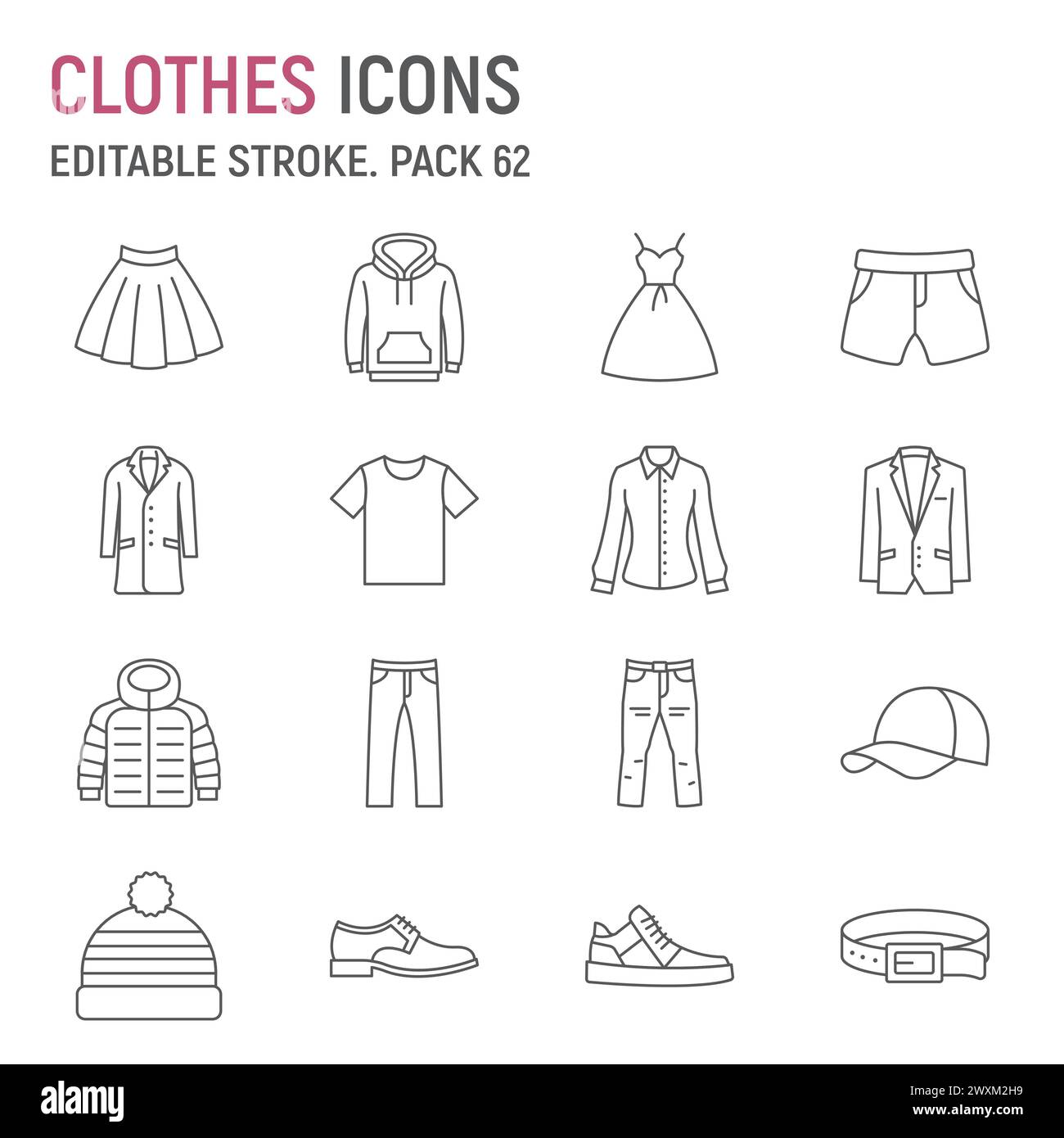 Clothes line icon set, garment collection, vector graphics, logo ...