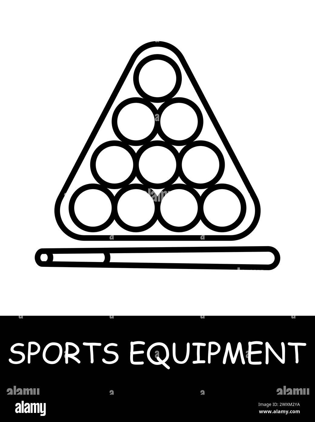 Billiards line icon. Sports equipment, hockey stick, basketball, tennis ...