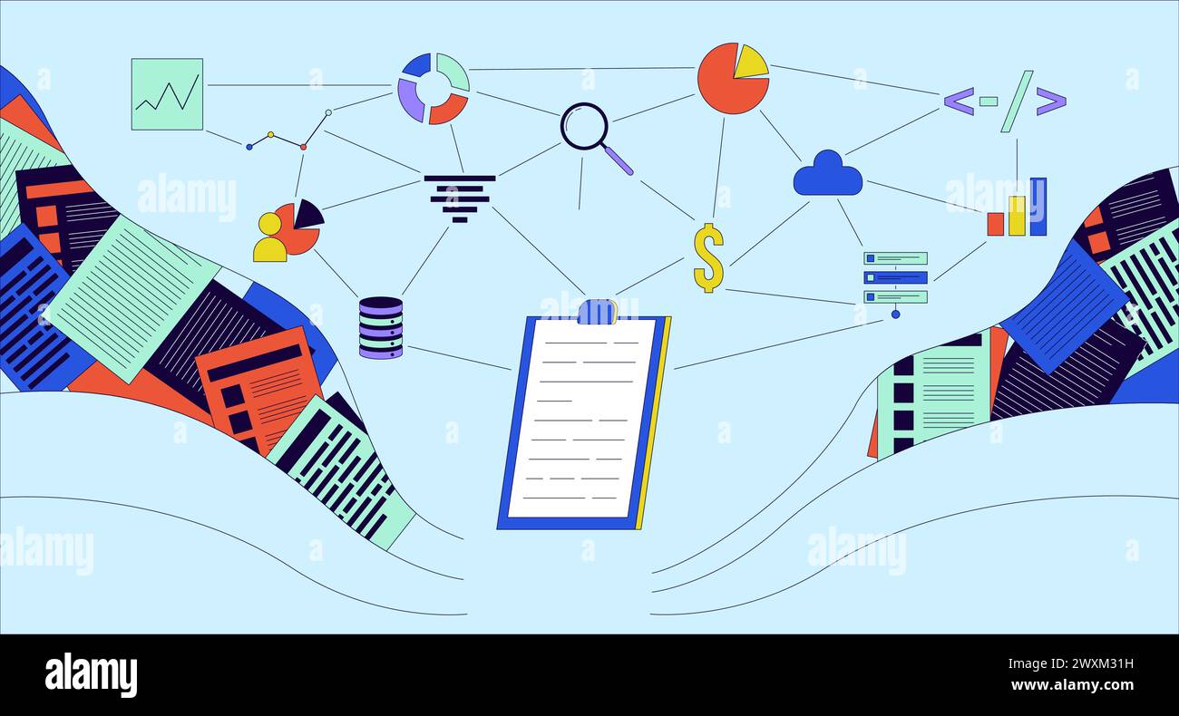 Database Management 2d Linear Illustration Concept Stock Vector Image