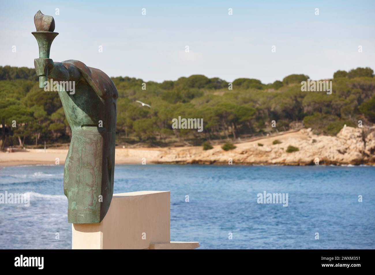 Olympic torch memorial in LEscala, Girona. Catalonia, Mediterranean ...