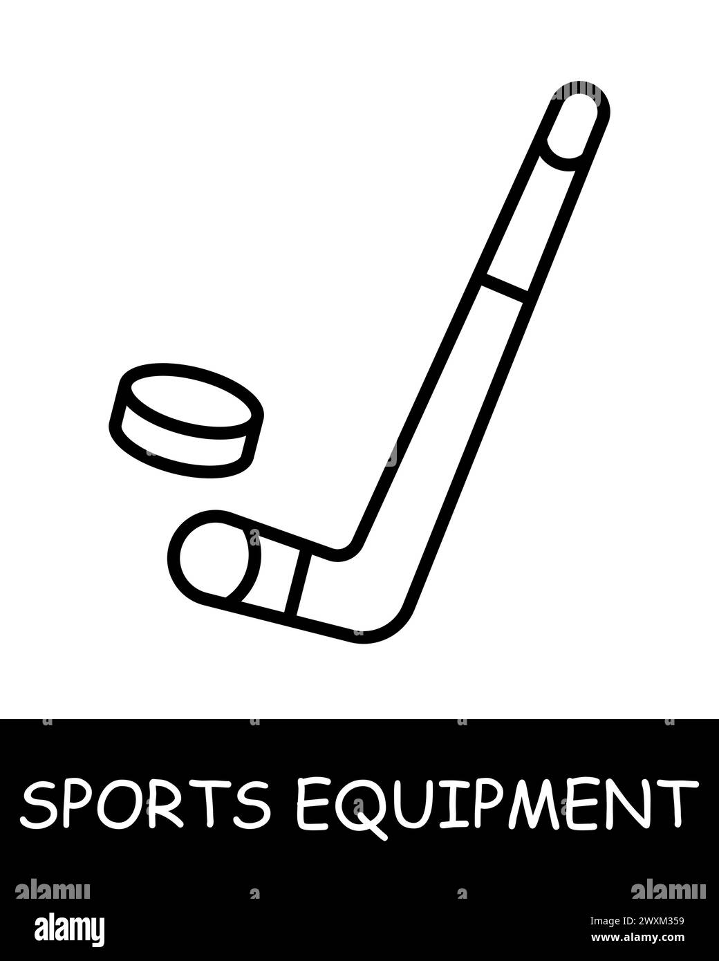 Hockey line icon. Sports equipment, hockey stick, basketball, tennis ...