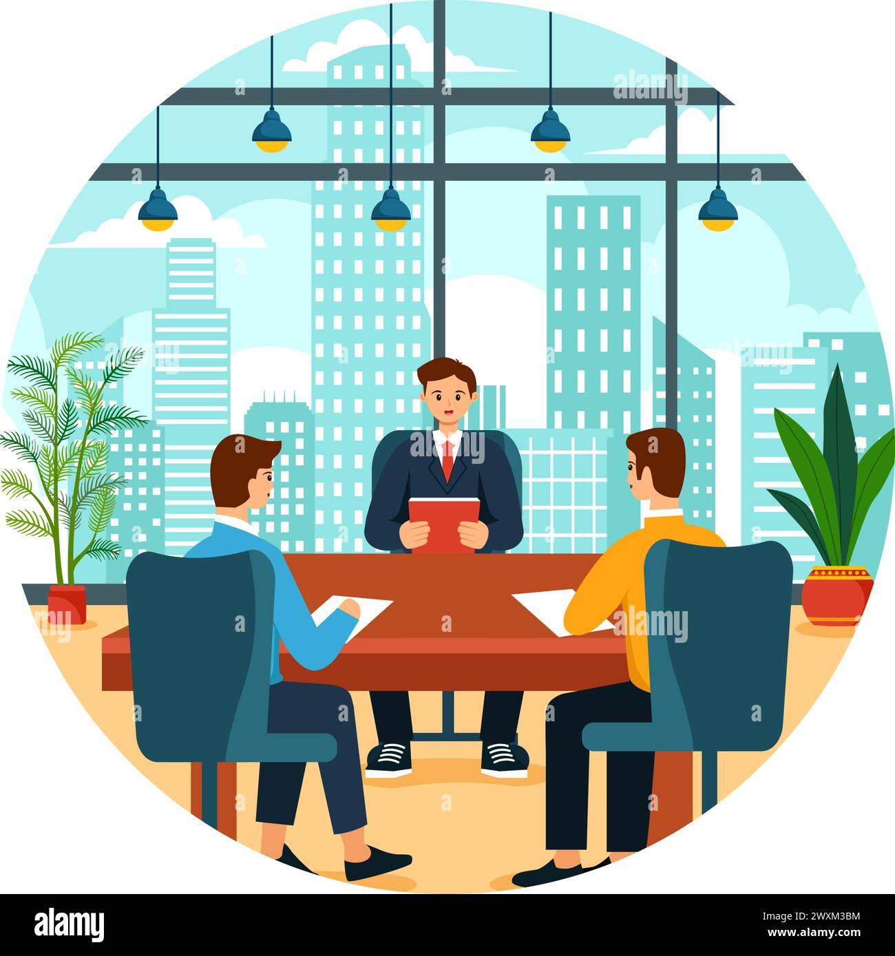 City Council Meeting Vector Illustration with Effective Business Team ...