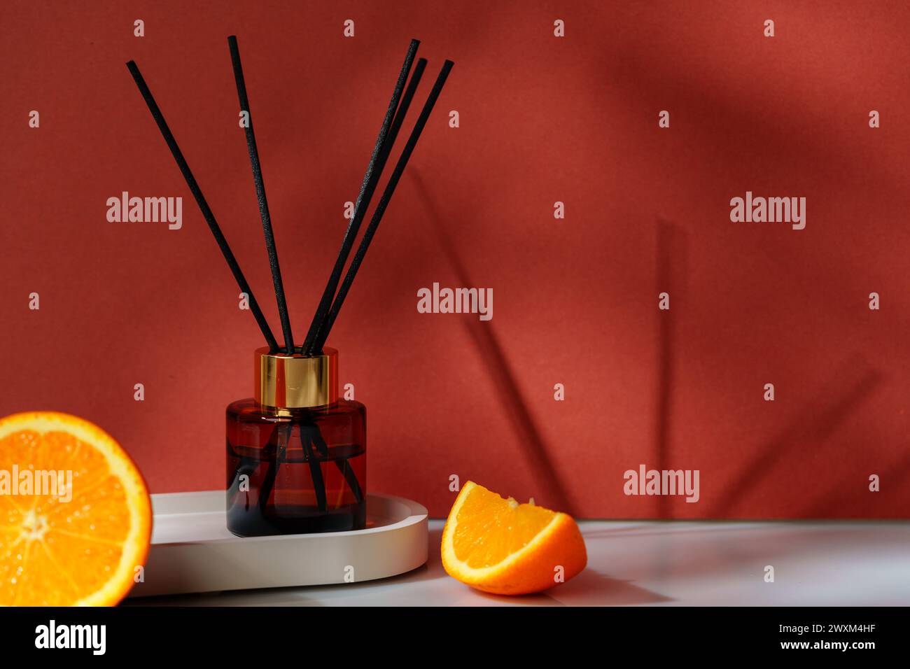 Modern Aromatherapy Diffuser With Orange Accents on a Natural Stone ...