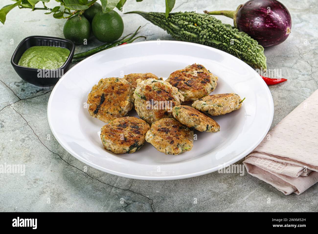Indian style - chicken kebab minced meat with herbs Stock Photo - Alamy