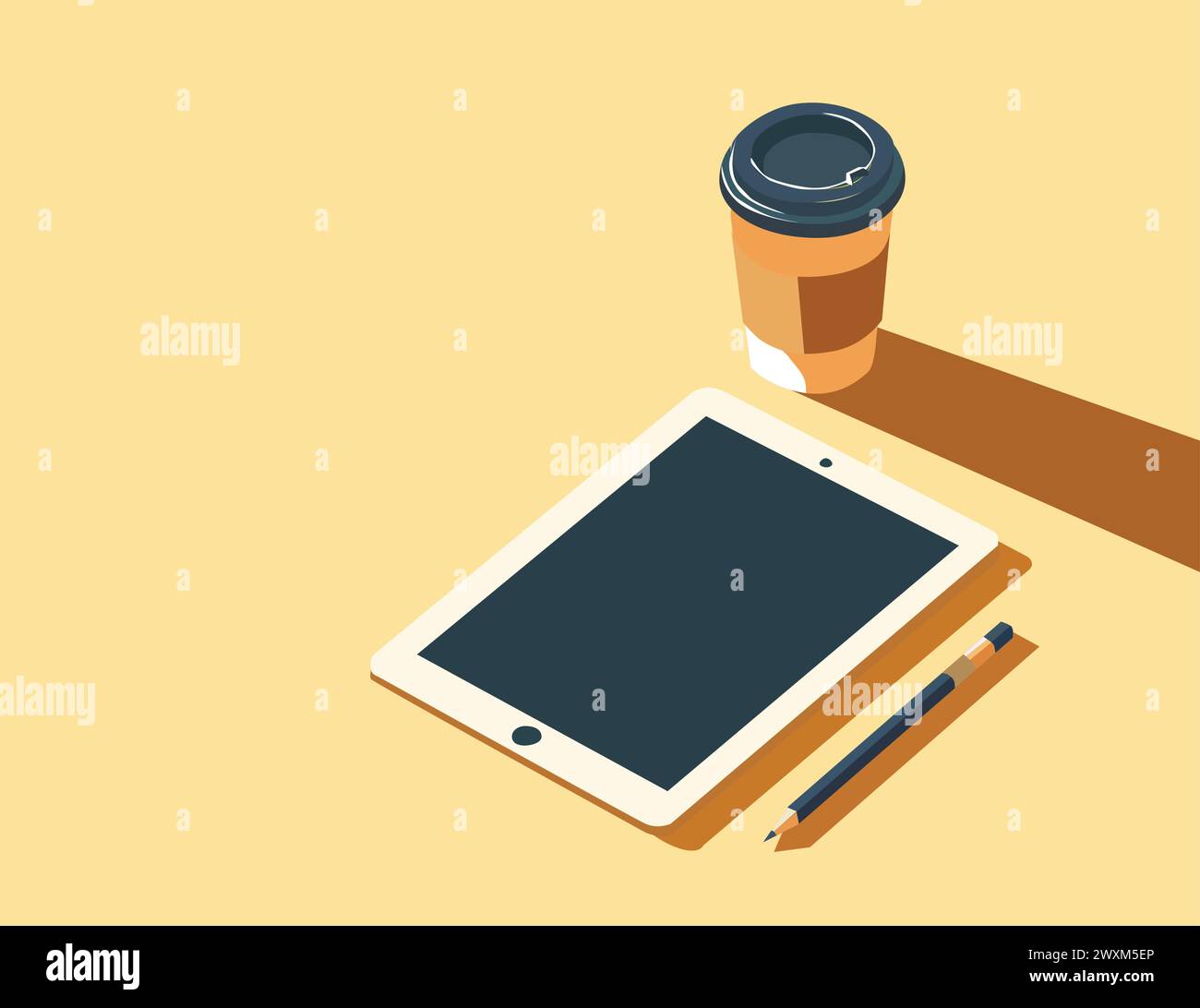 Still life of computer on a table Stock Vector Images - Alamy