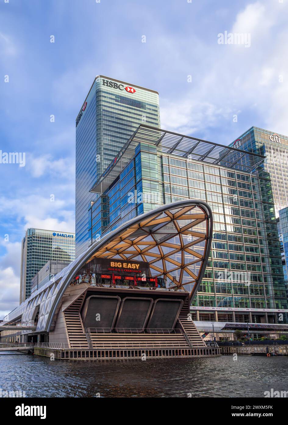 London, United Kingdom - February 26, 2024: Bank buildings of Barclays, HSBC and Citi in Canary ...