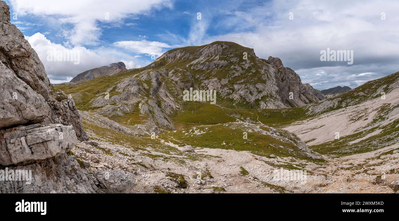 Panoramic image of landscape in South Tirol with famous Prags valley ...