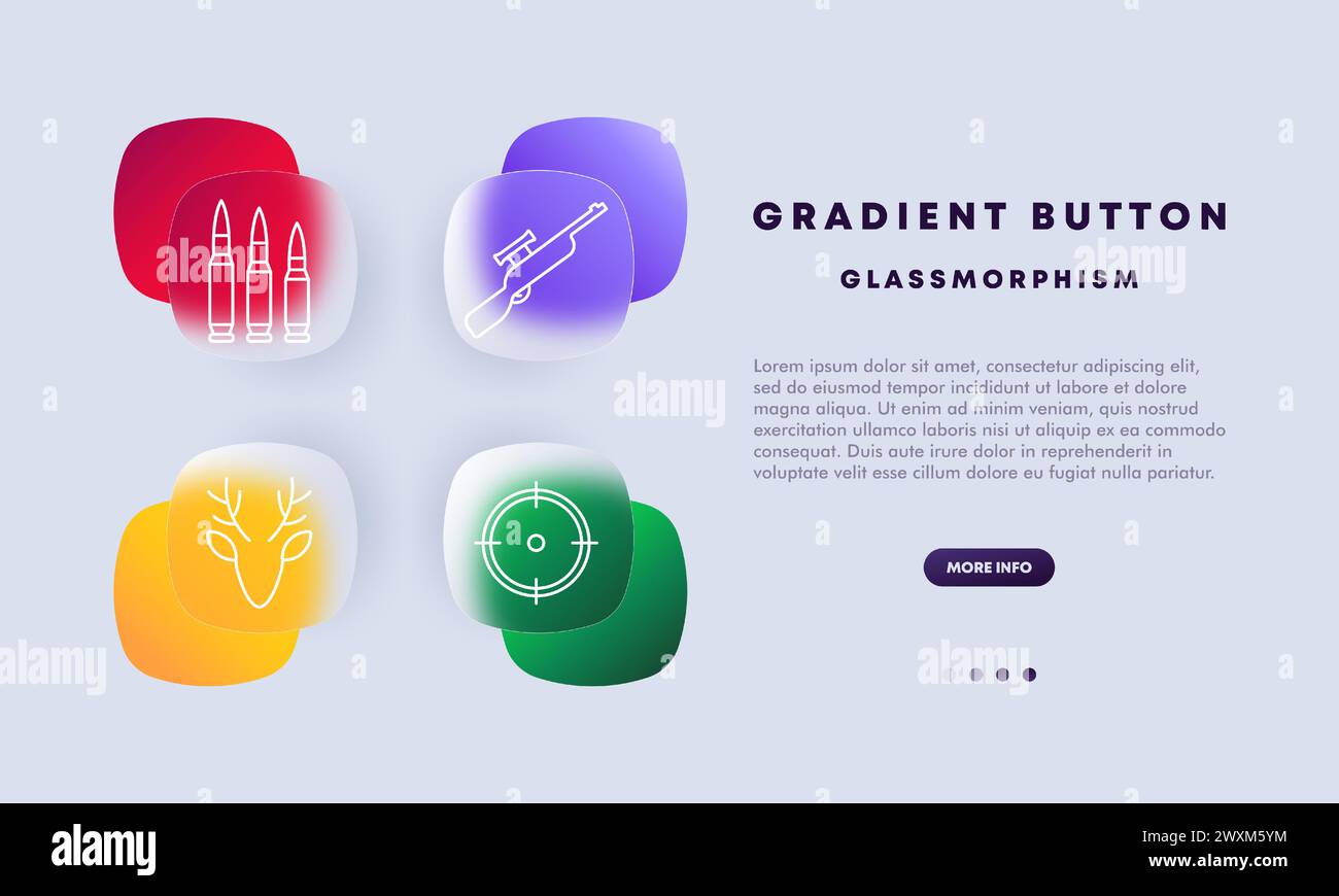 Weapons set icon. Bullet, various calibers, sight, crosshair, deer ...