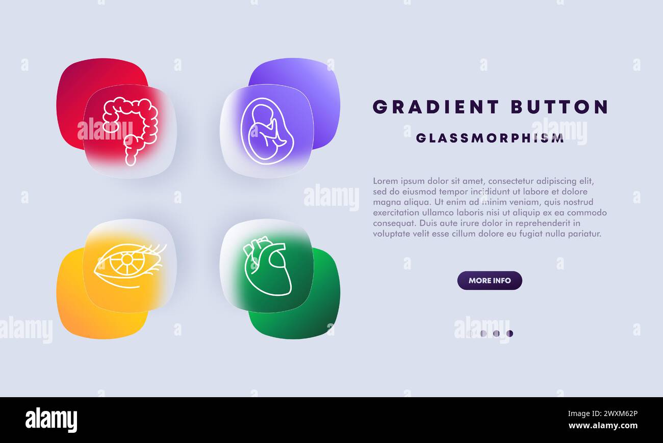 Organs icon set. Intestines, gastric tract, baby, birth, eye, eyelids ...