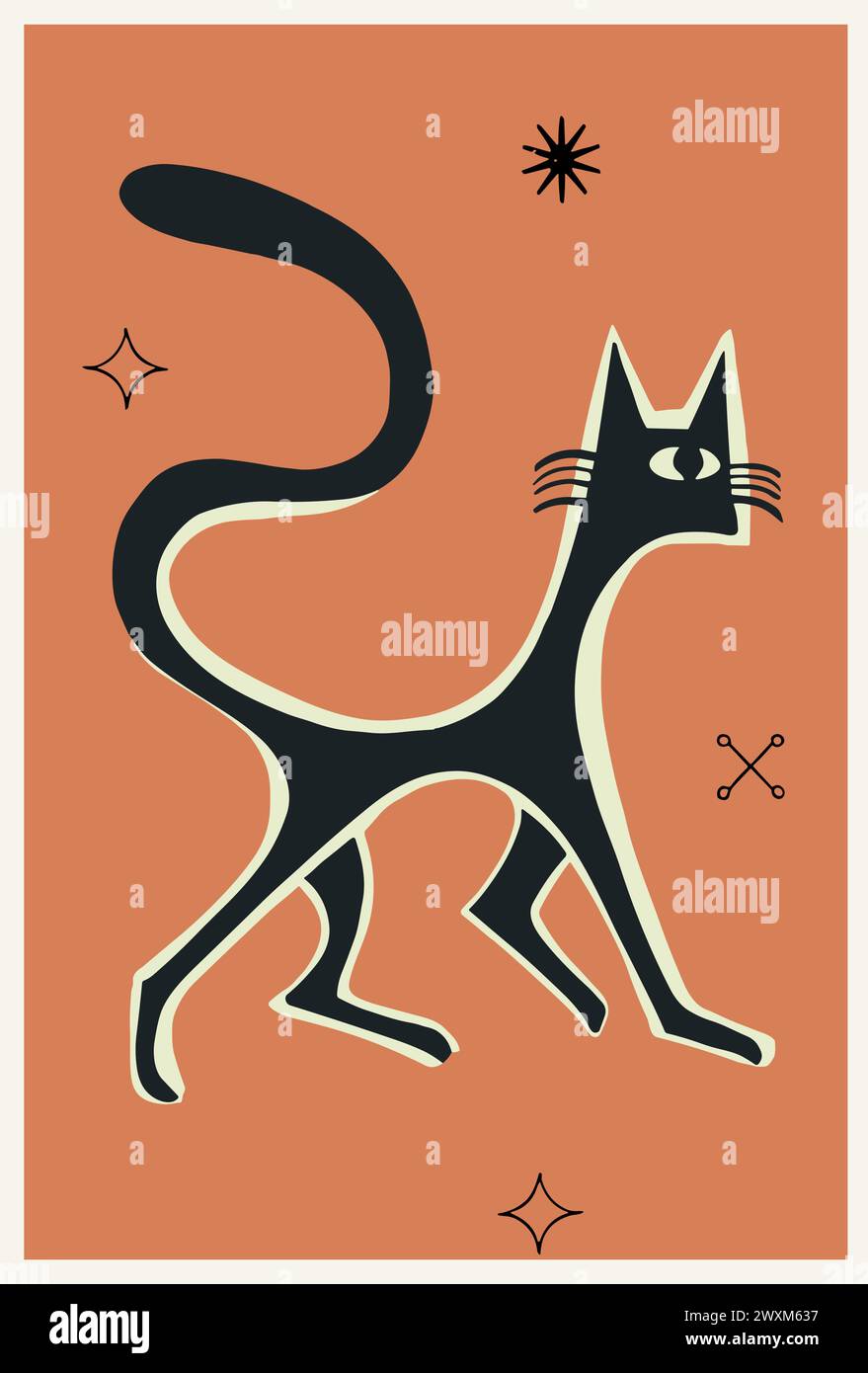 Retro poster with cute black cat vector art Stock Vector Image & Art ...