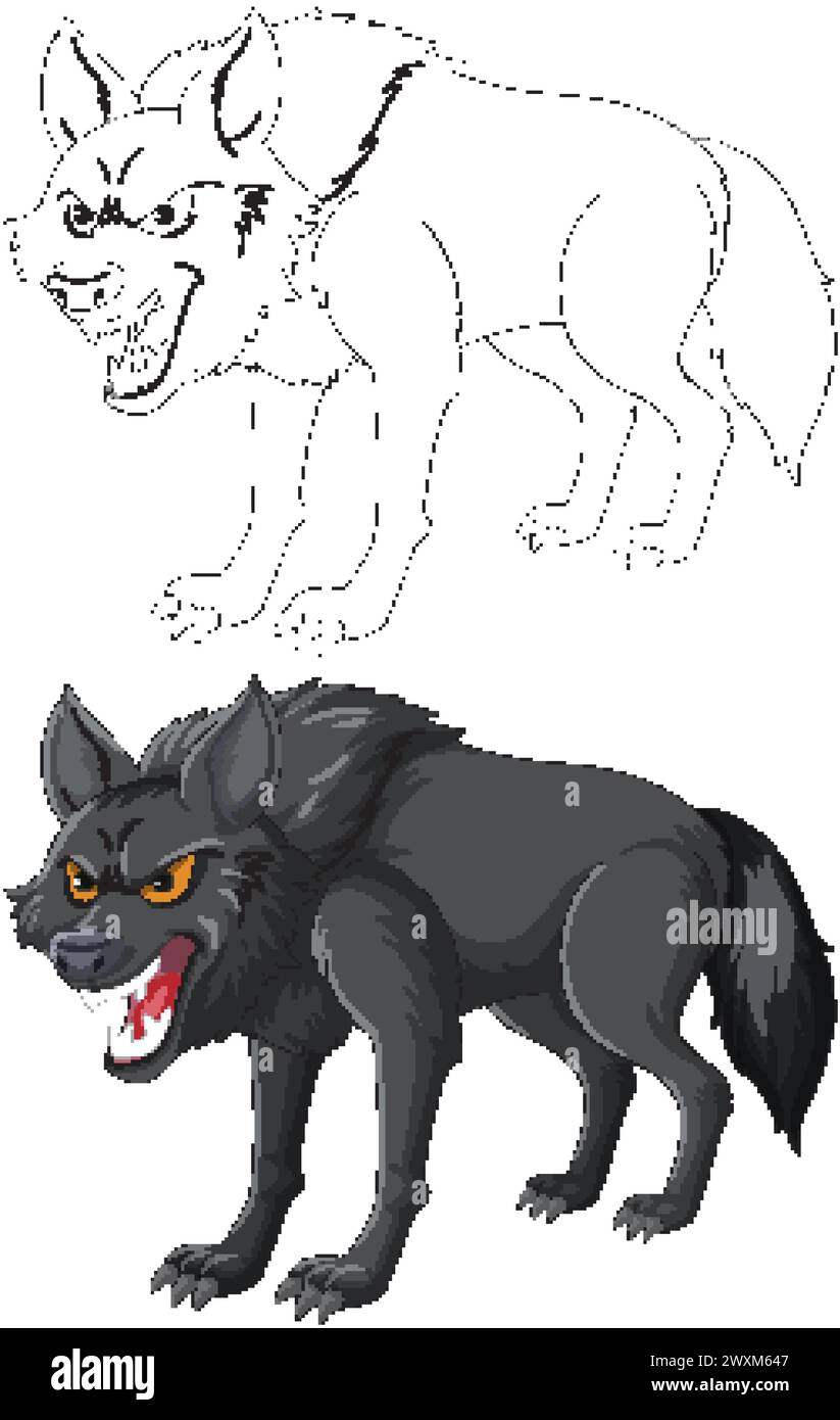 Vector illustration of two snarling wolves Stock Vector Image & Art - Alamy