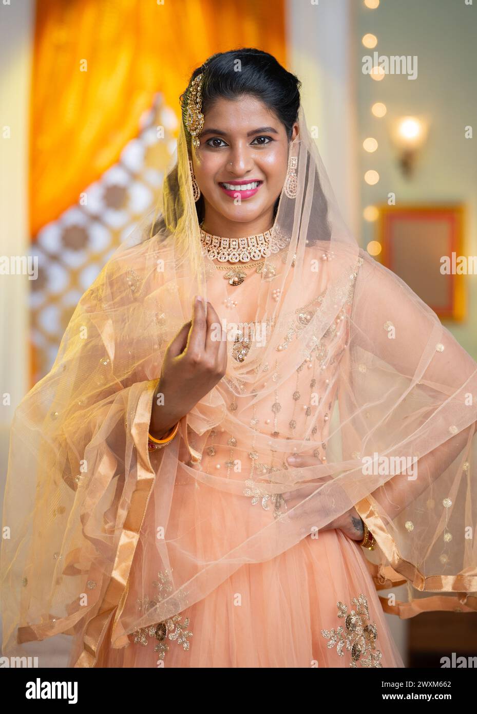 Vertical shot of Indian Muslim woman traditional ethic wear during ...