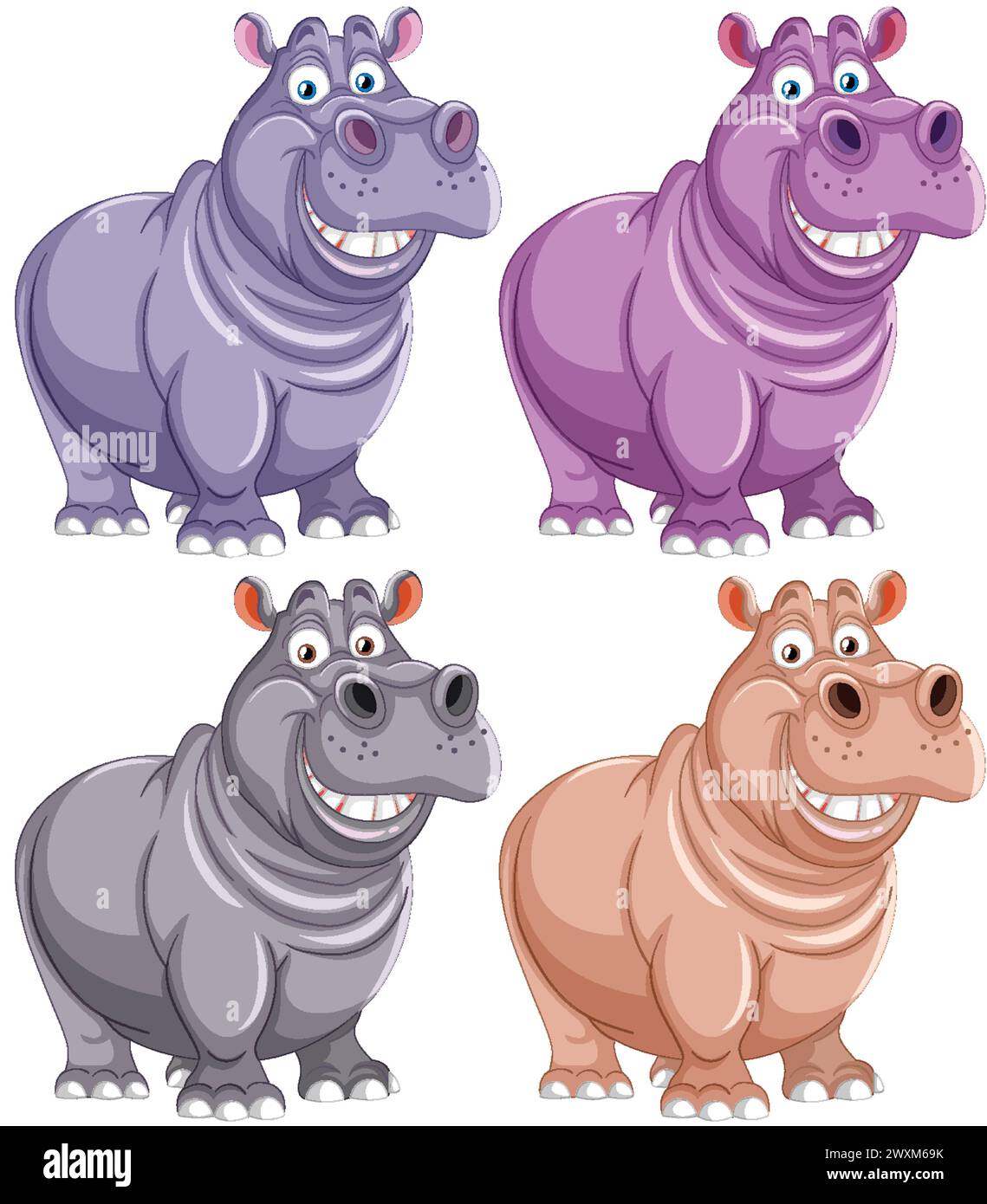 Four stylized hippos in various cheerful colors Stock Vector Image ...