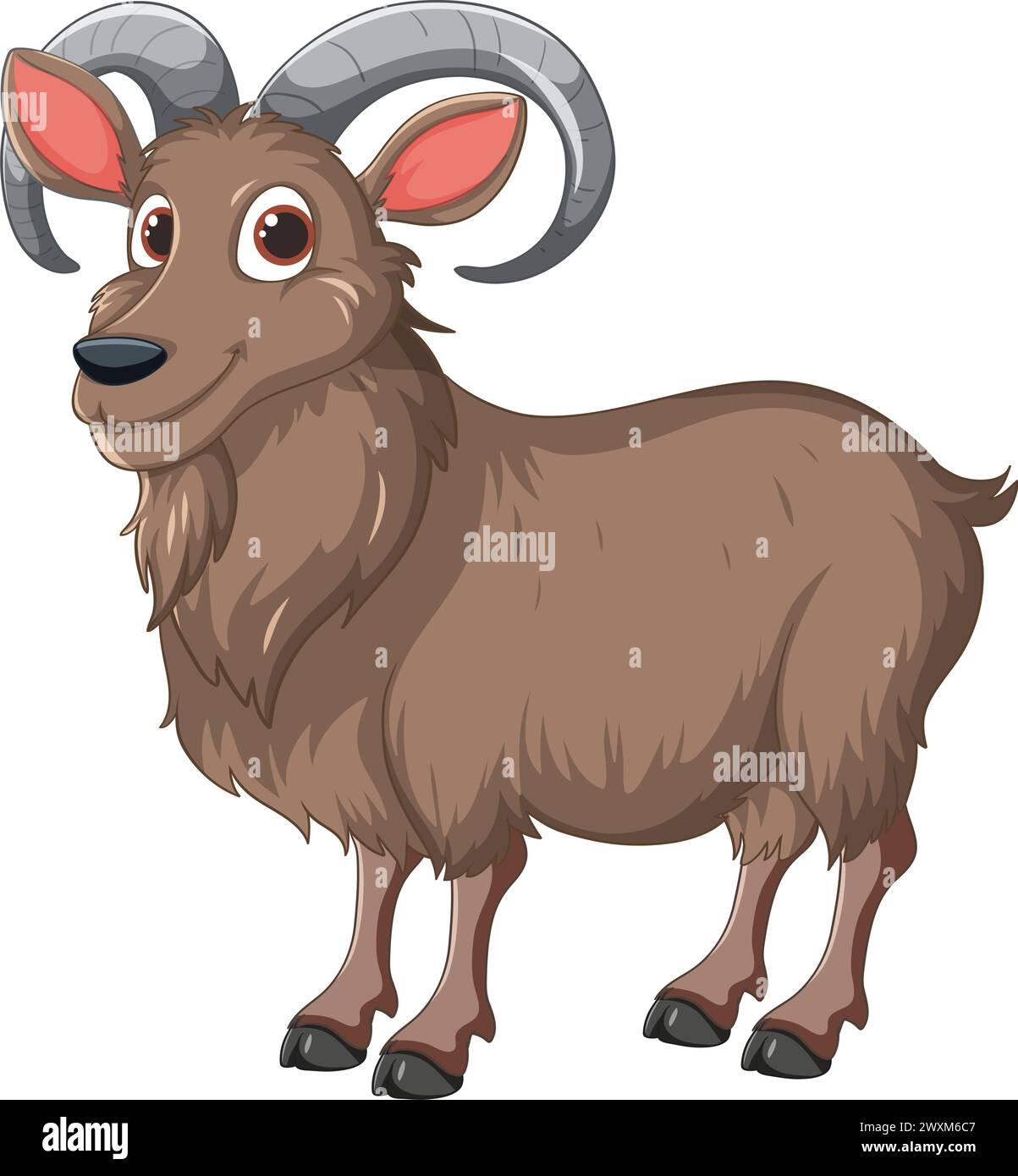 Vector graphic of a cute brown mountain goat Stock Vector Image & Art ...