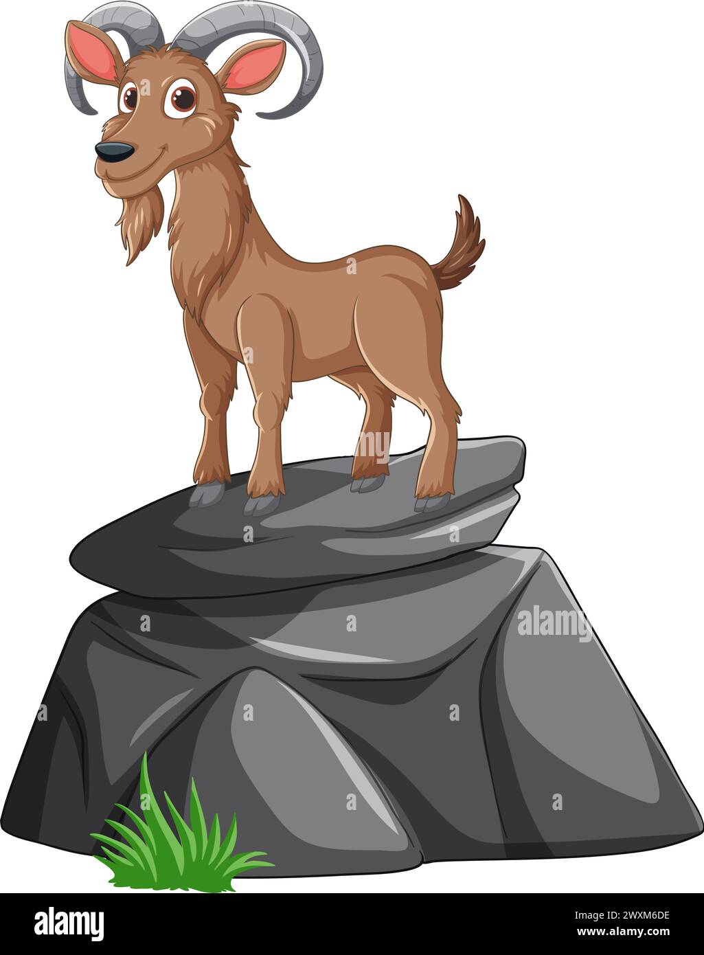 Illustration of a goat with ram horns on a rock Stock Vector Image ...