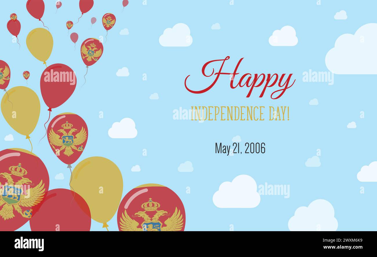 Montenegro Independence Day Sparkling Patriotic Poster. Row of Balloons ...
