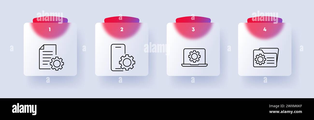Setting Icon Set Gear Cogwheel File Folder Data Computer