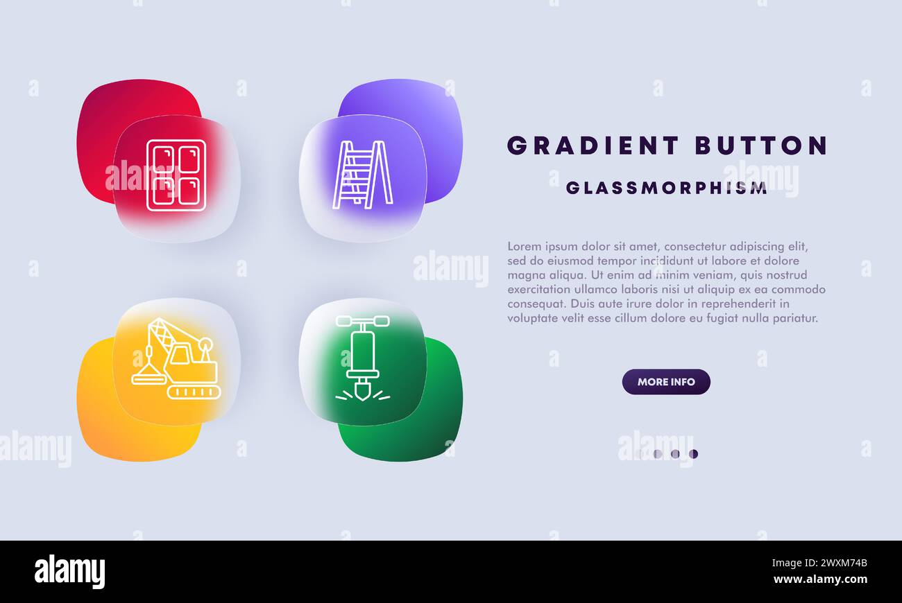 Construction equipment set icon. Window, mesh, ladder, crane, tracks ...