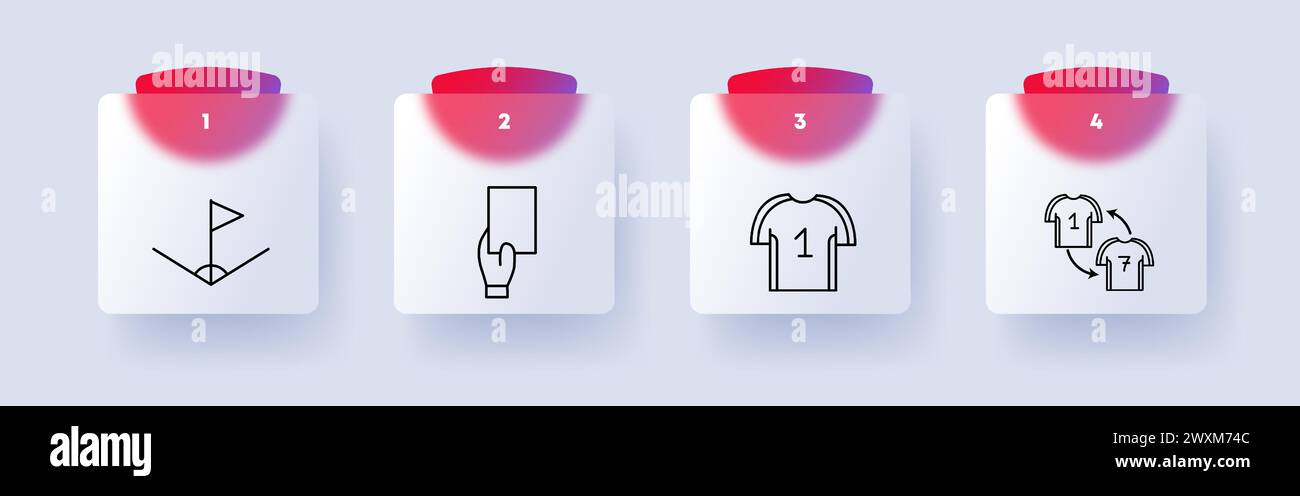 Sports set icon. Corner, flag, card, violation, first number ...