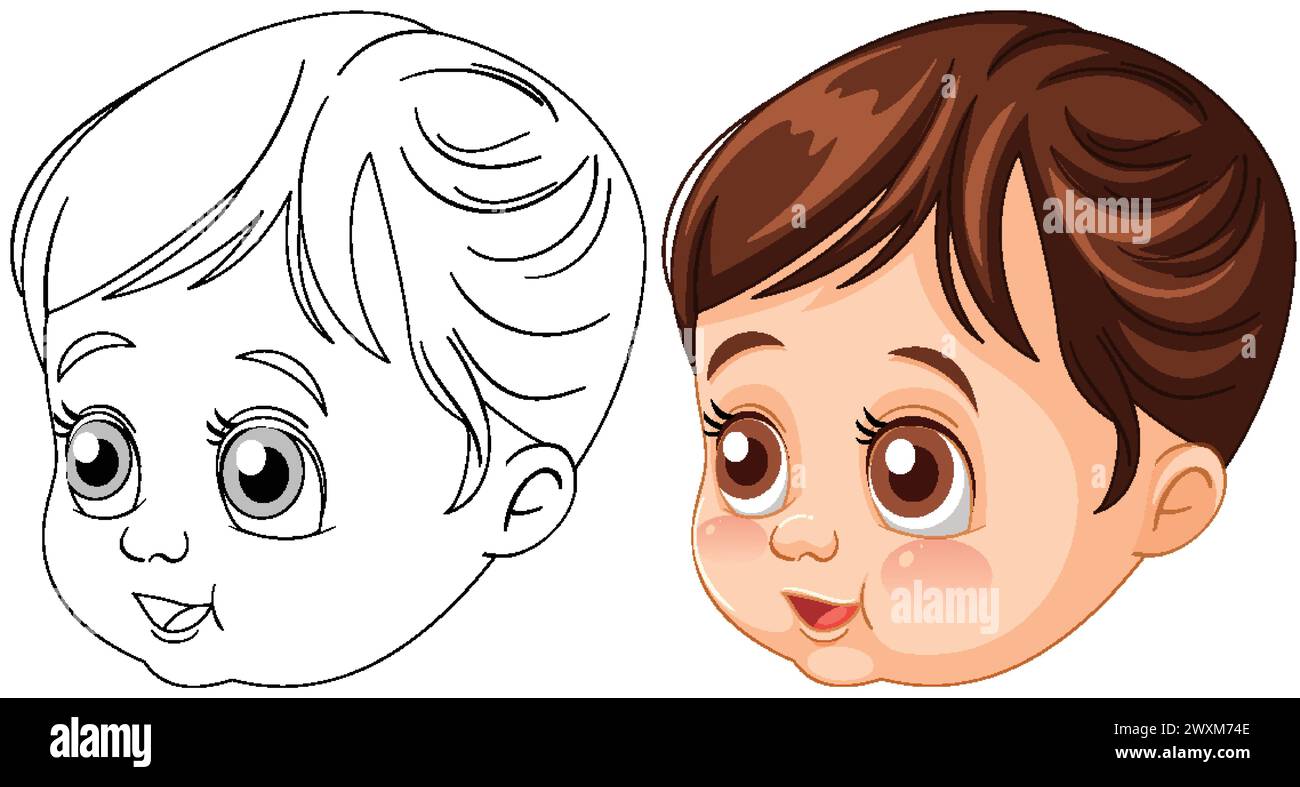 Two stages of a child's face illustration Stock Vector Image & Art - Alamy