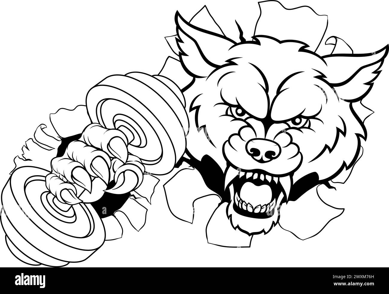 Wolf Werewolf Weight Lifting Dumbbell Gym Mascot Stock Vector Image ...