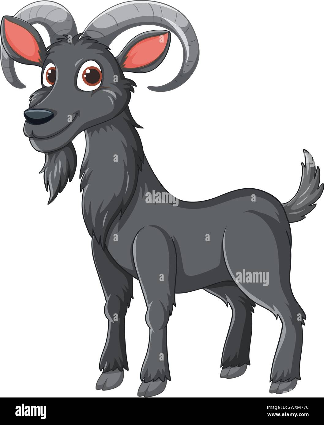 Vector graphic of a smiling, stylized goat character Stock Vector Image ...