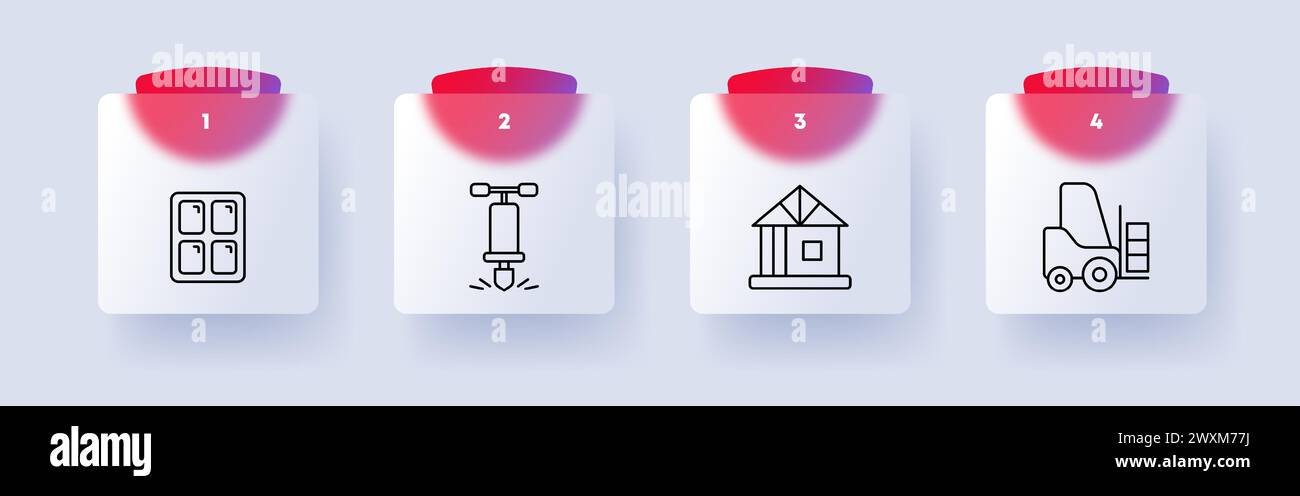 Construction set icon. Repair supplies, equipment, numbering, bump stop ...