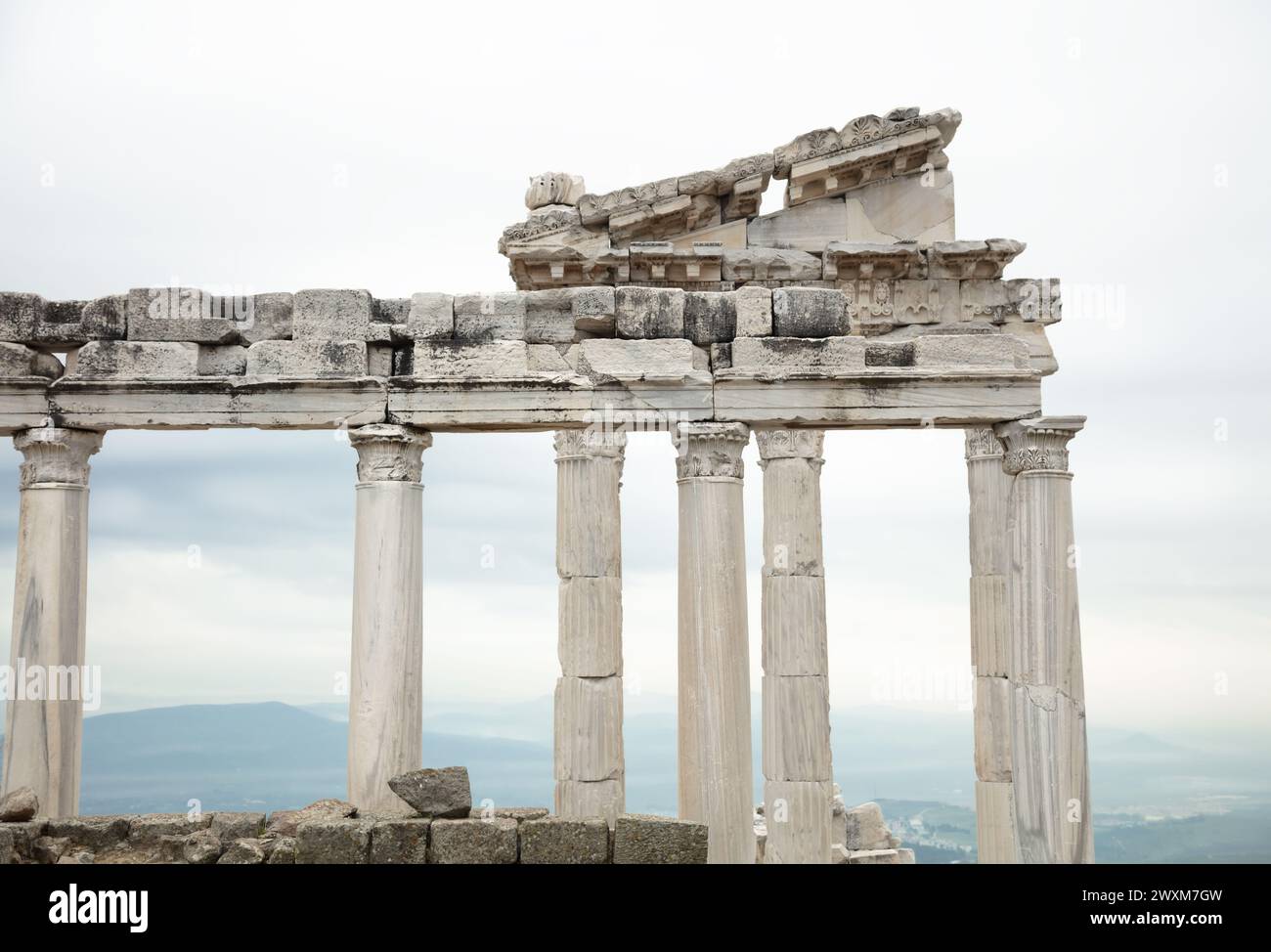 View from the Temple of Trajan in the ancient city of Pergamon.Turkey ...