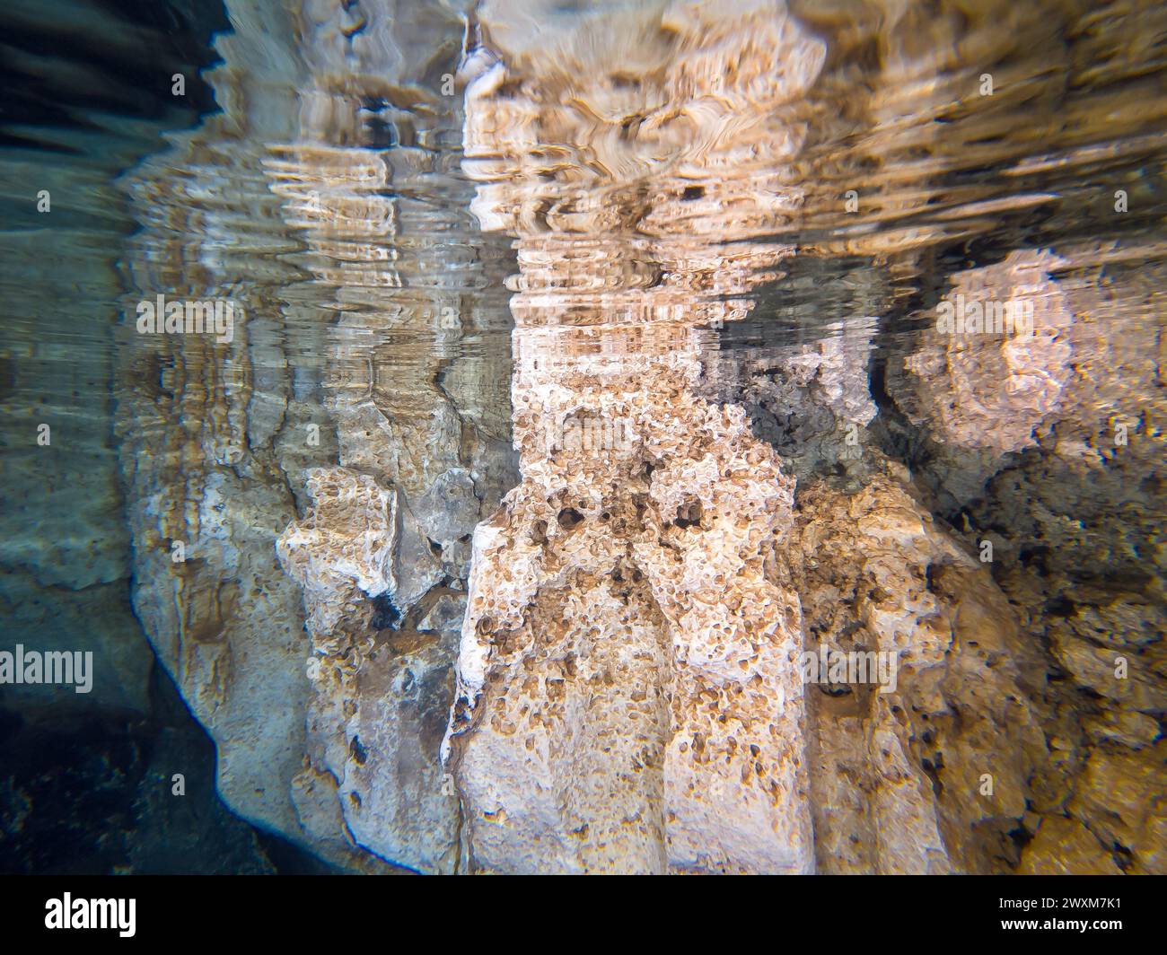 The rock formations underwater in a cave Stock Photo - Alamy