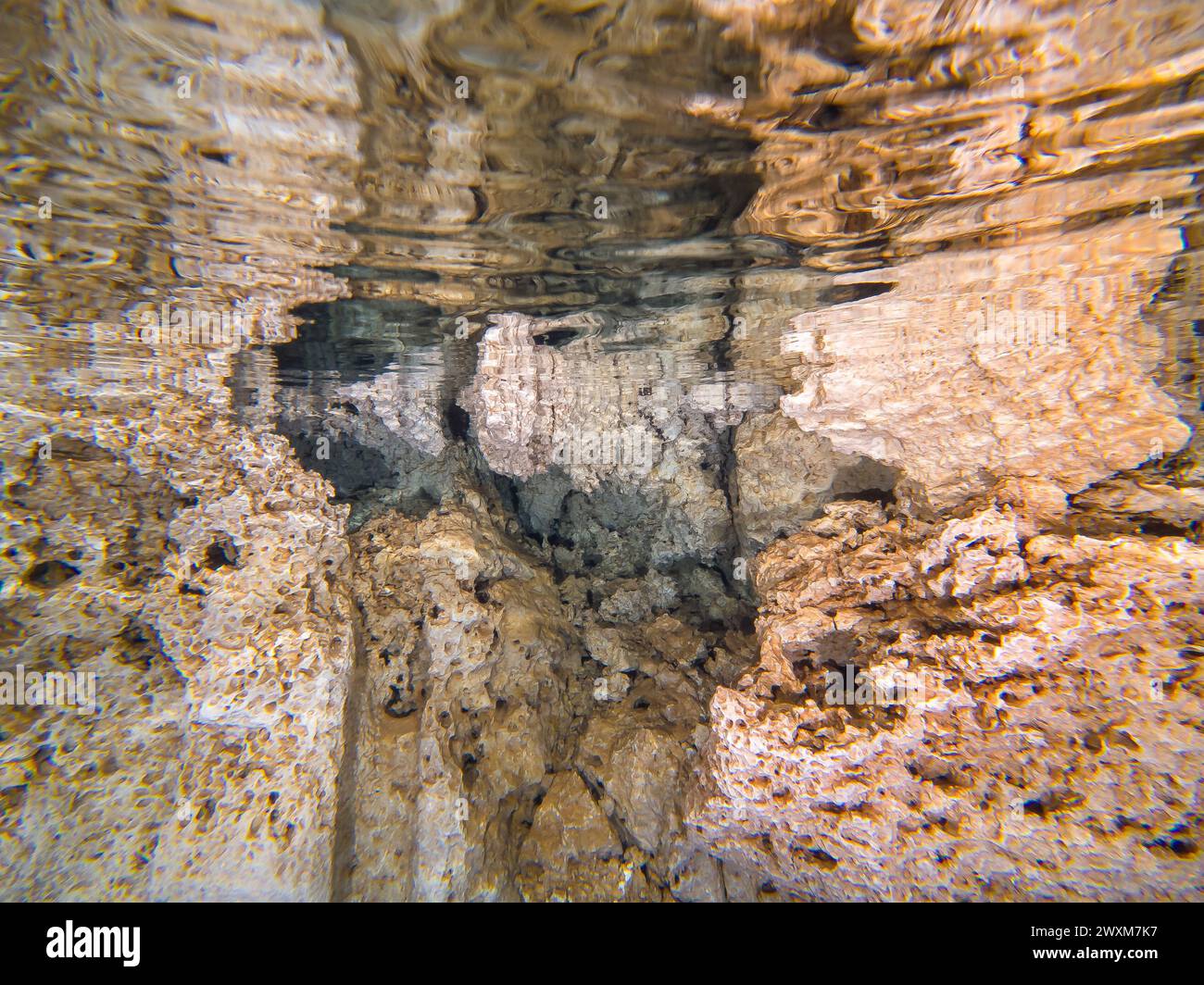 The rock formations underwater in a cave Stock Photo - Alamy