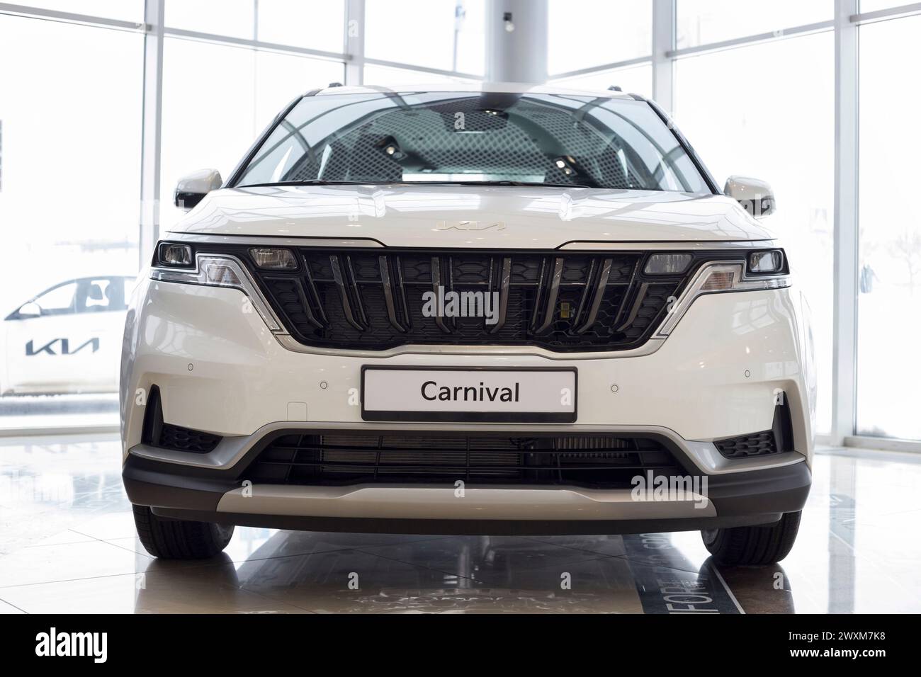 Russia, Izhevsk - February 17, 2022: KIA showroom. New modern KIA ...