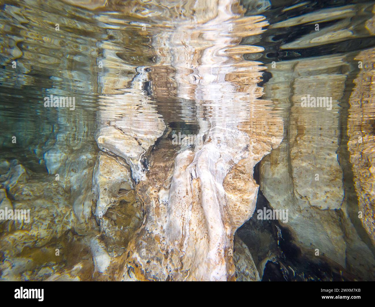 The rock formations underwater in a cave Stock Photo - Alamy