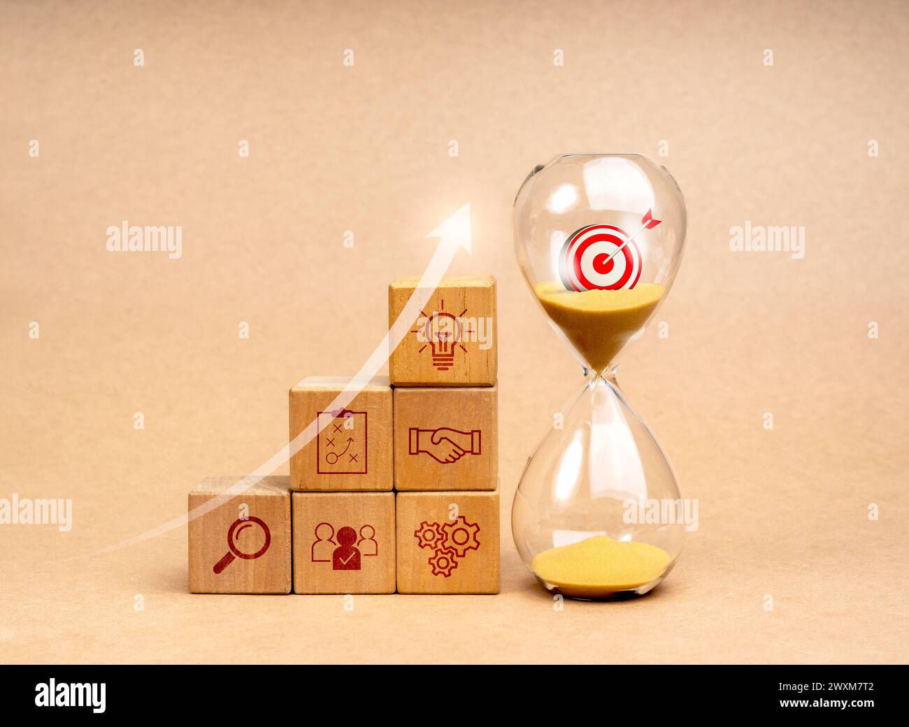 Business success process and marketing goal strategic concepts. Rise ...