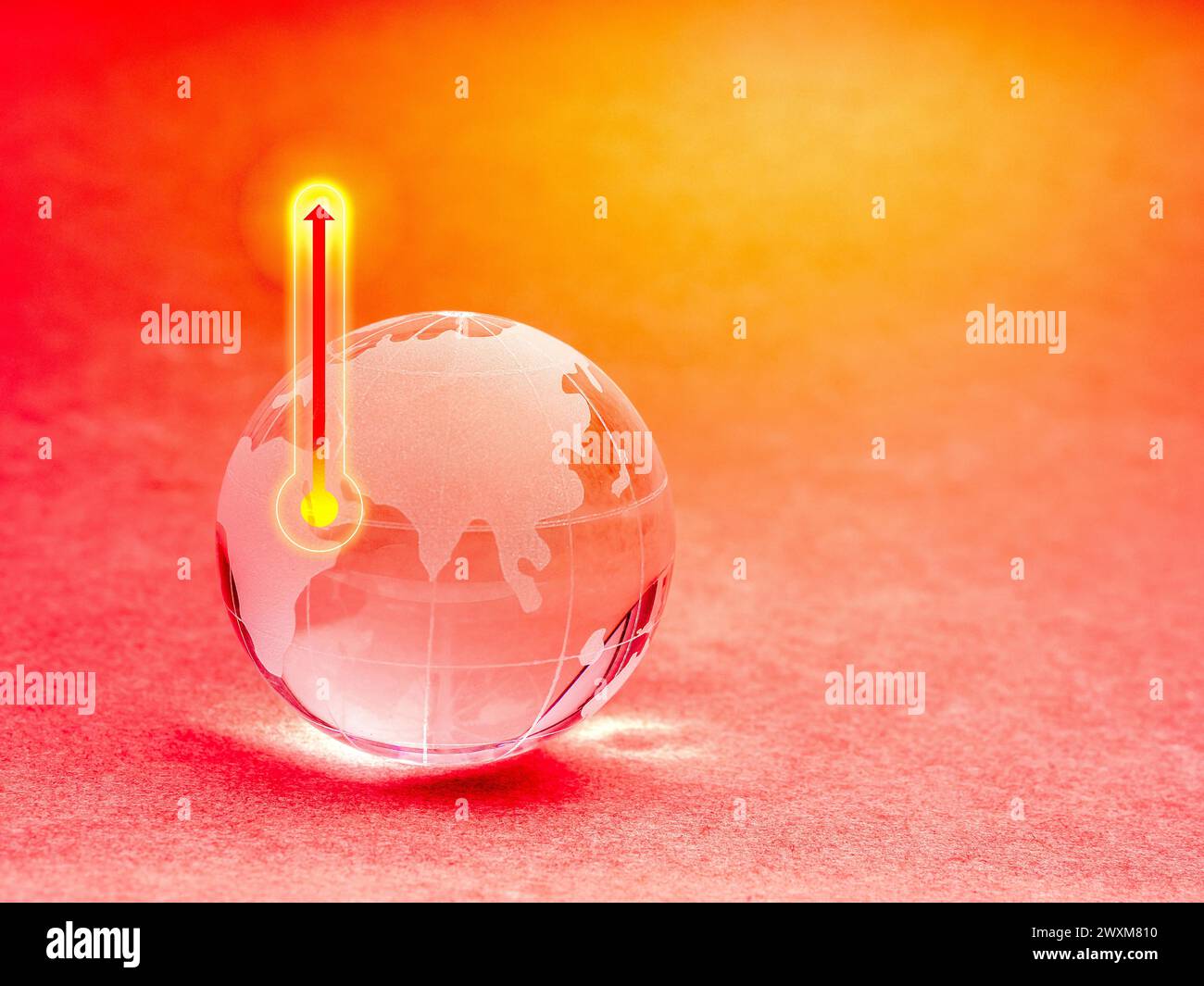 Global warming and climate change concept. Hot weather thermometer with ...