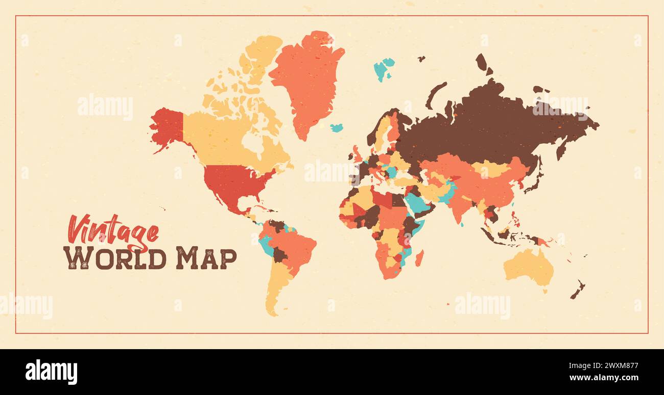 Vintage World Map Vector Illustration, geography global vector ...