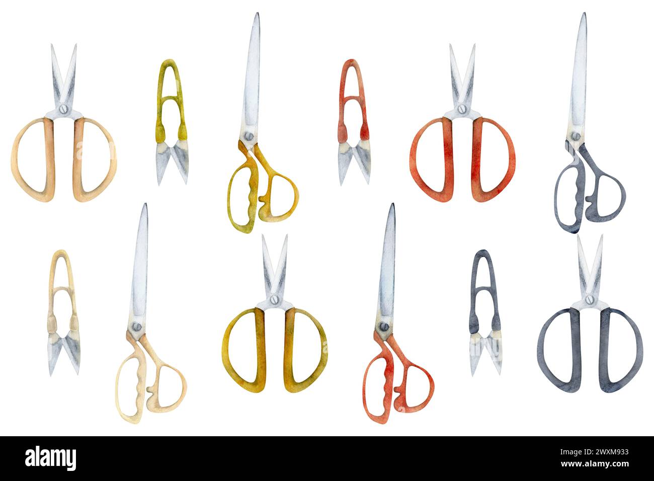 Hand drawn watercolor illustration sewing craft embroidery supplies ...