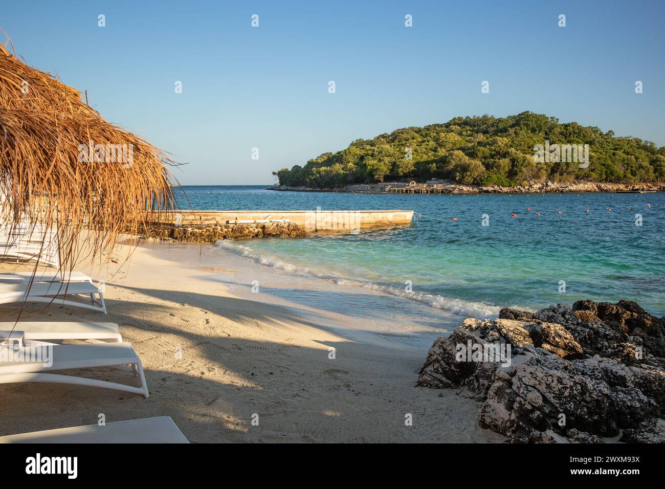 Ksamil Island with Sandy Shore in Southern Albania. Sunny Morning in ...