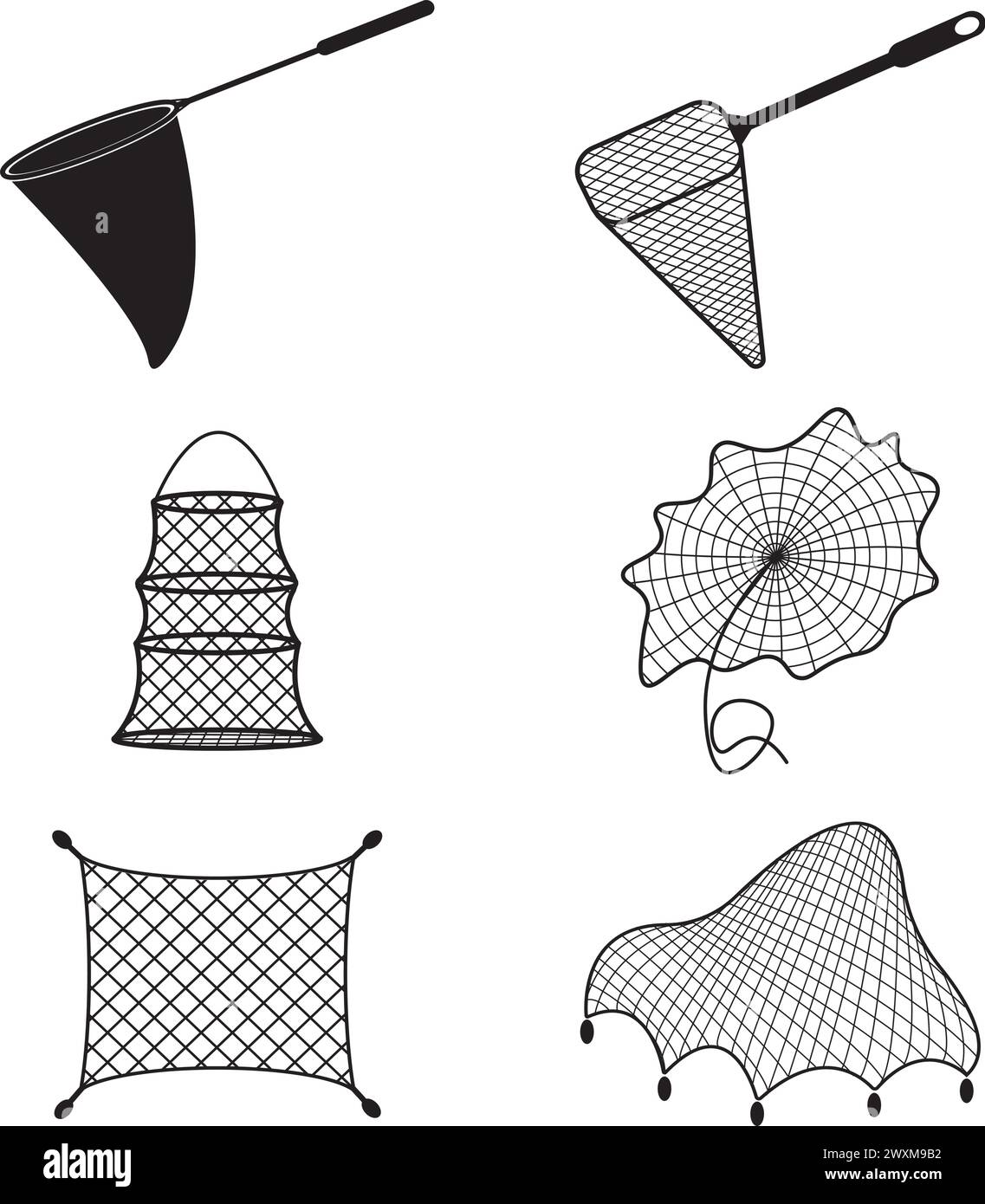 Hand fishing net mesh Stock Vector Images - Alamy