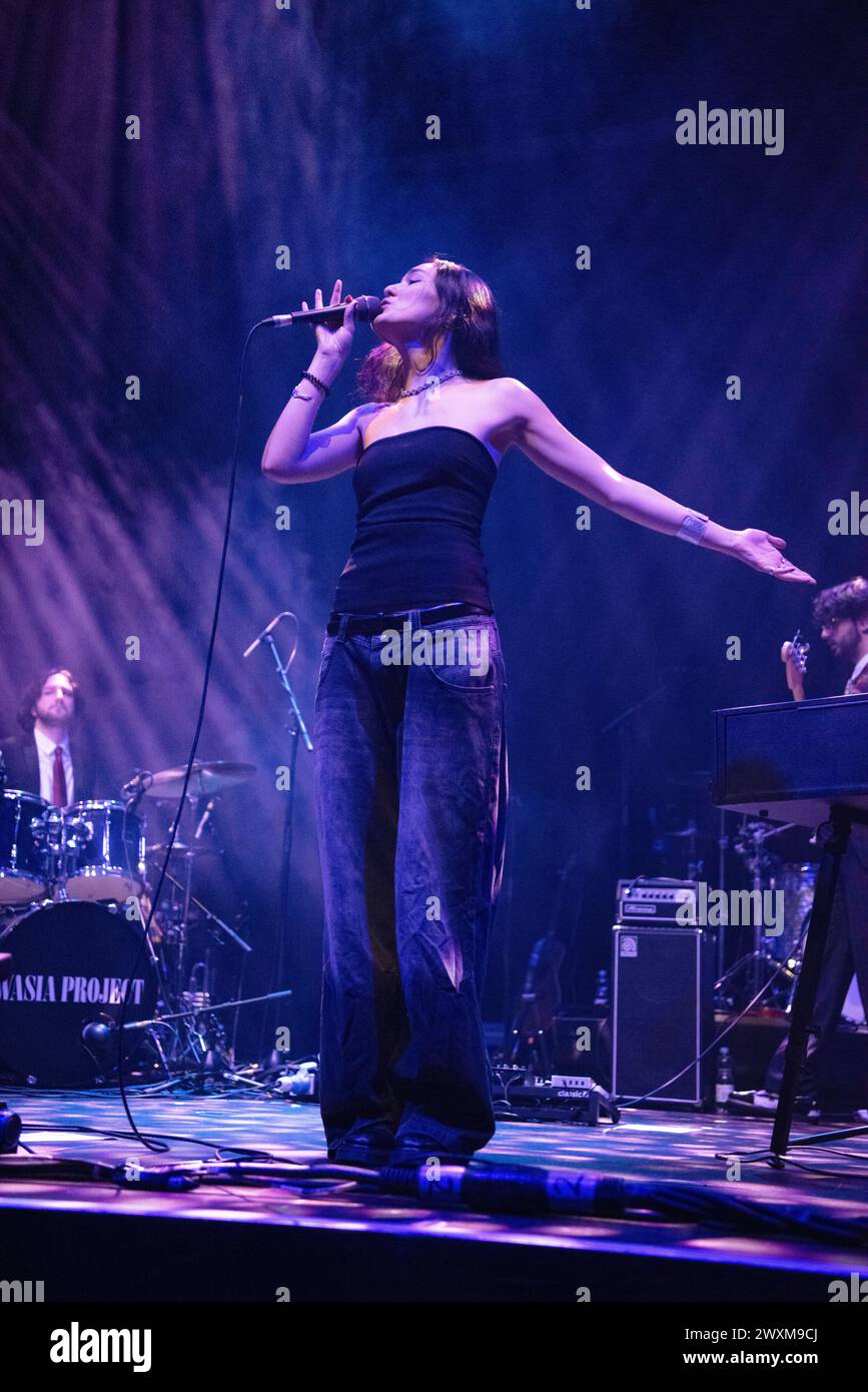 British duo, Wasia Project, performing at the Velodrom in Berlin, while ...