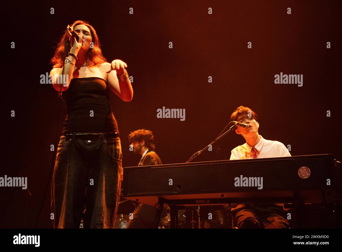 British duo, Wasia Project, performing at the Velodrom in Berlin, while ...