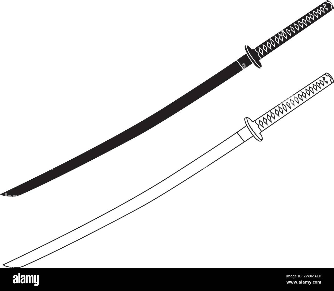 Samurai sword illustration Black and White Stock Photos & Images - Alamy