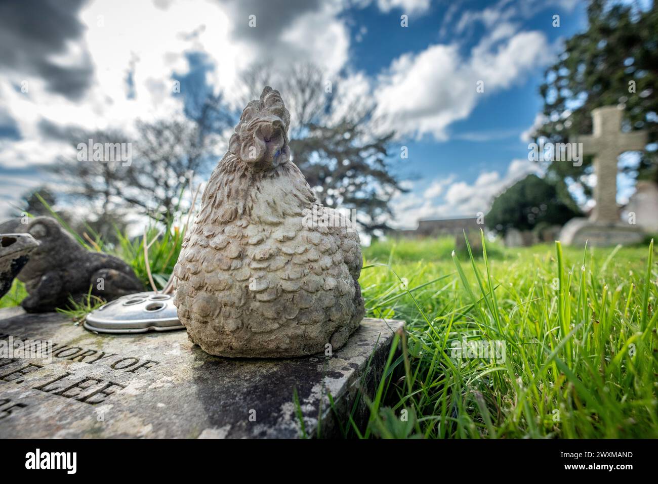 Cuckfield, March 31st 2024: Chicken grave-marker at Holy Trinity Church ...