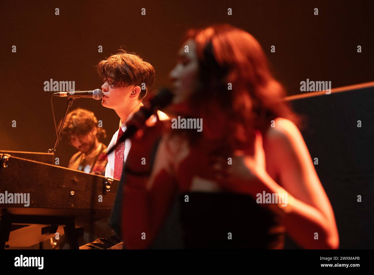 British duo, Wasia Project, performing at the Velodrom in Berlin, while ...